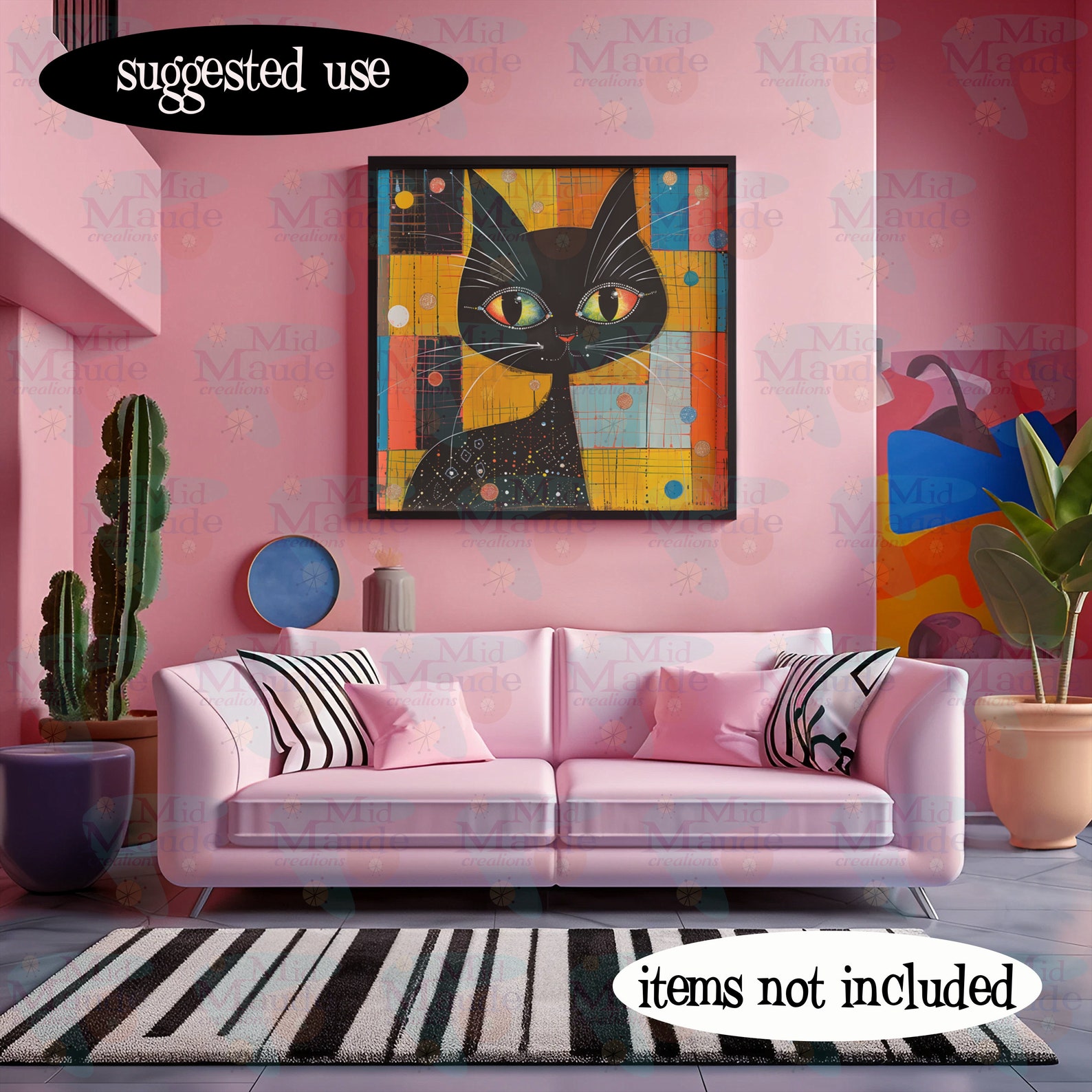 Mid-century Modern Mad Cats Mega Bundle Set of 50 PNG Downloadable ...