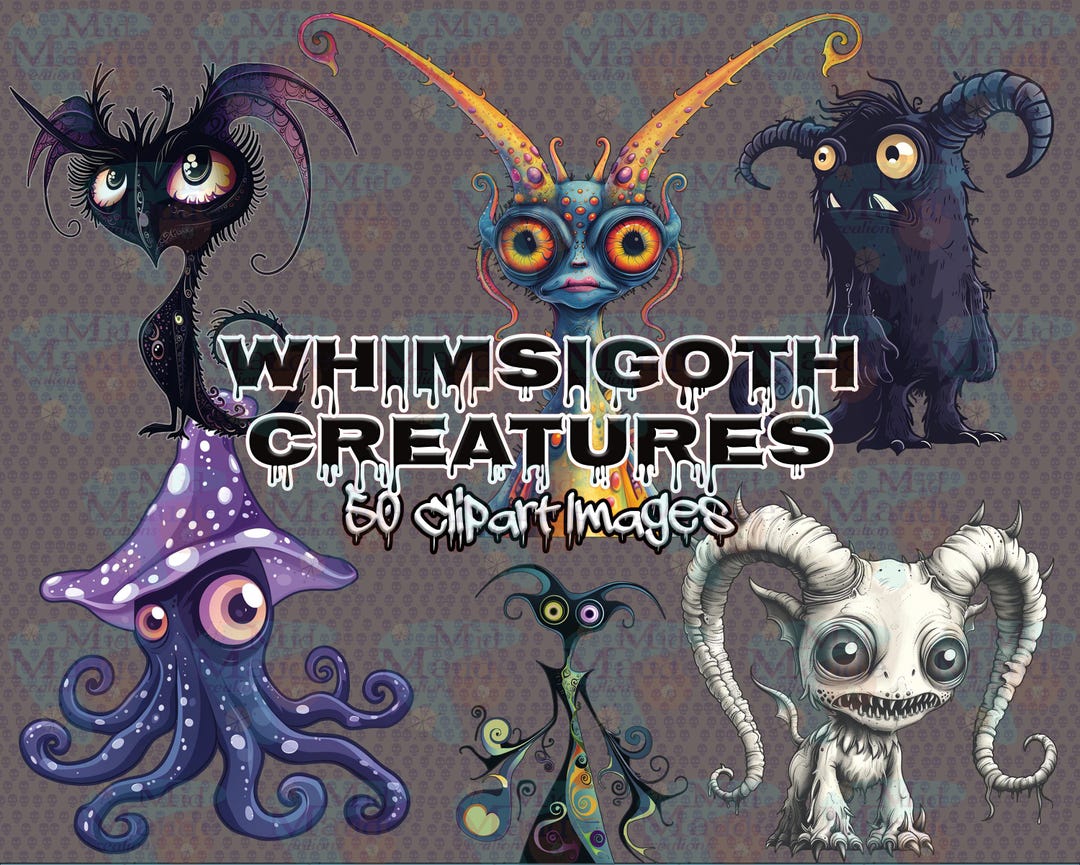 Whimsigoth Halloween Creatures 50 Clipart Bundle for Halloween Cut ...
