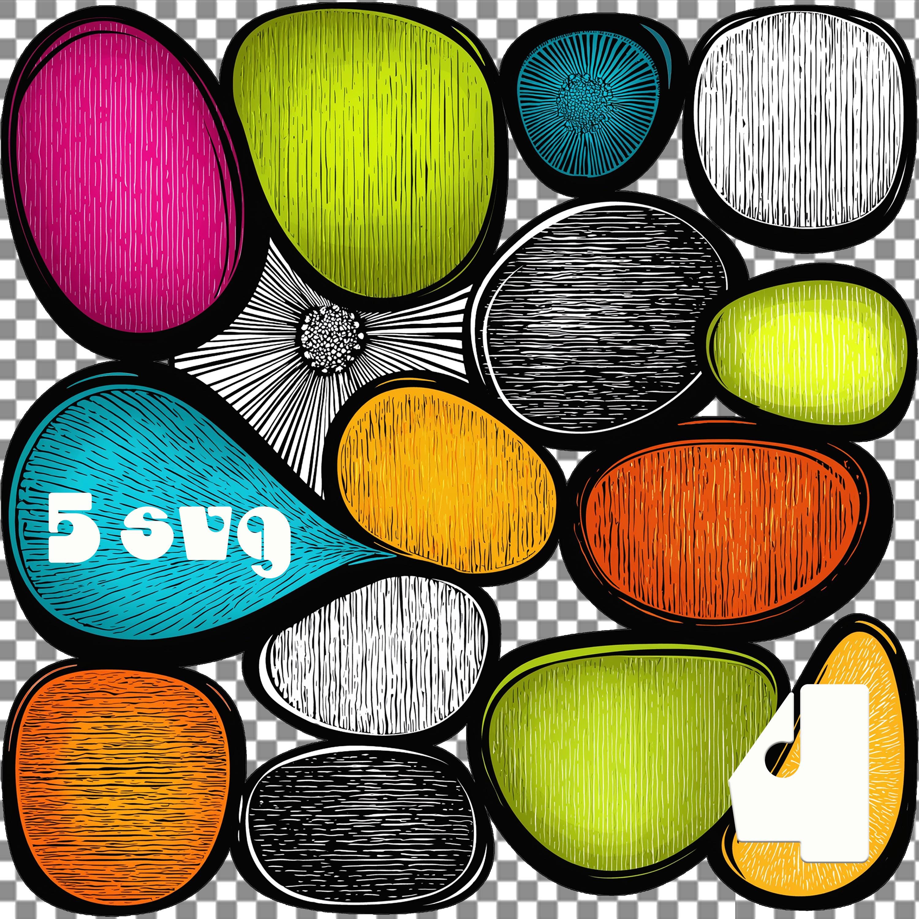 Mid Mod Blobs Abstract Art Clipart Bundle, 5 Printable Images on ...