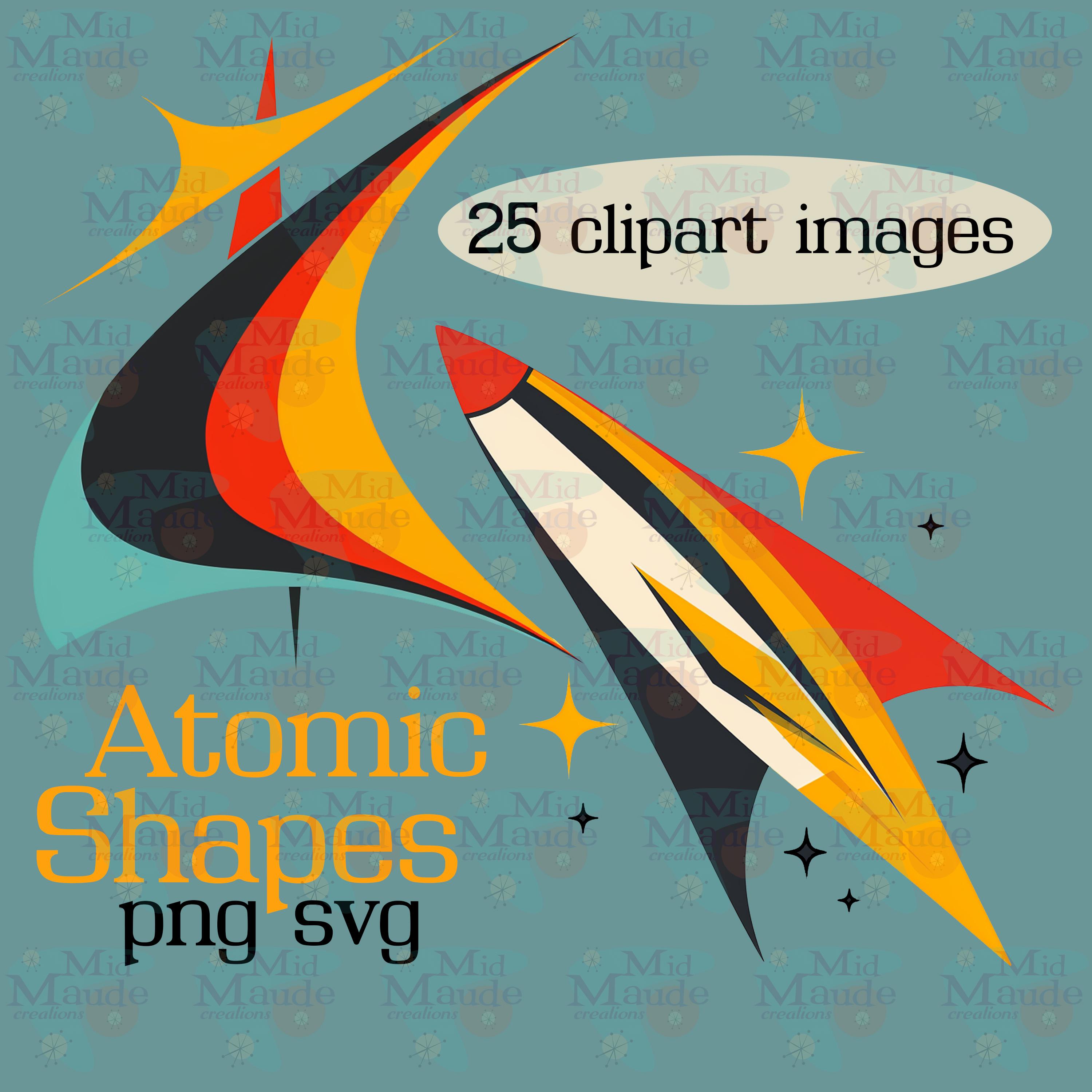 Atomic Shapes Mid-century Modern Clip Art Images, Set of 25 Space Age ...