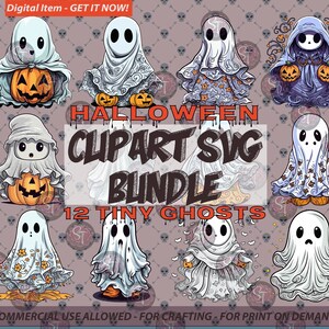 Halloween Clipart Bundle Teeny Tiny Ghosts Svg Png Downloadable Spooky ...