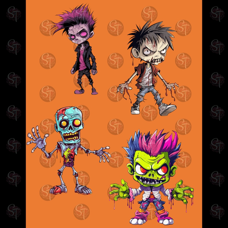 Teeny Tiny Zombies Clipart Bundle Png Svg Downloadable Digital Art ...