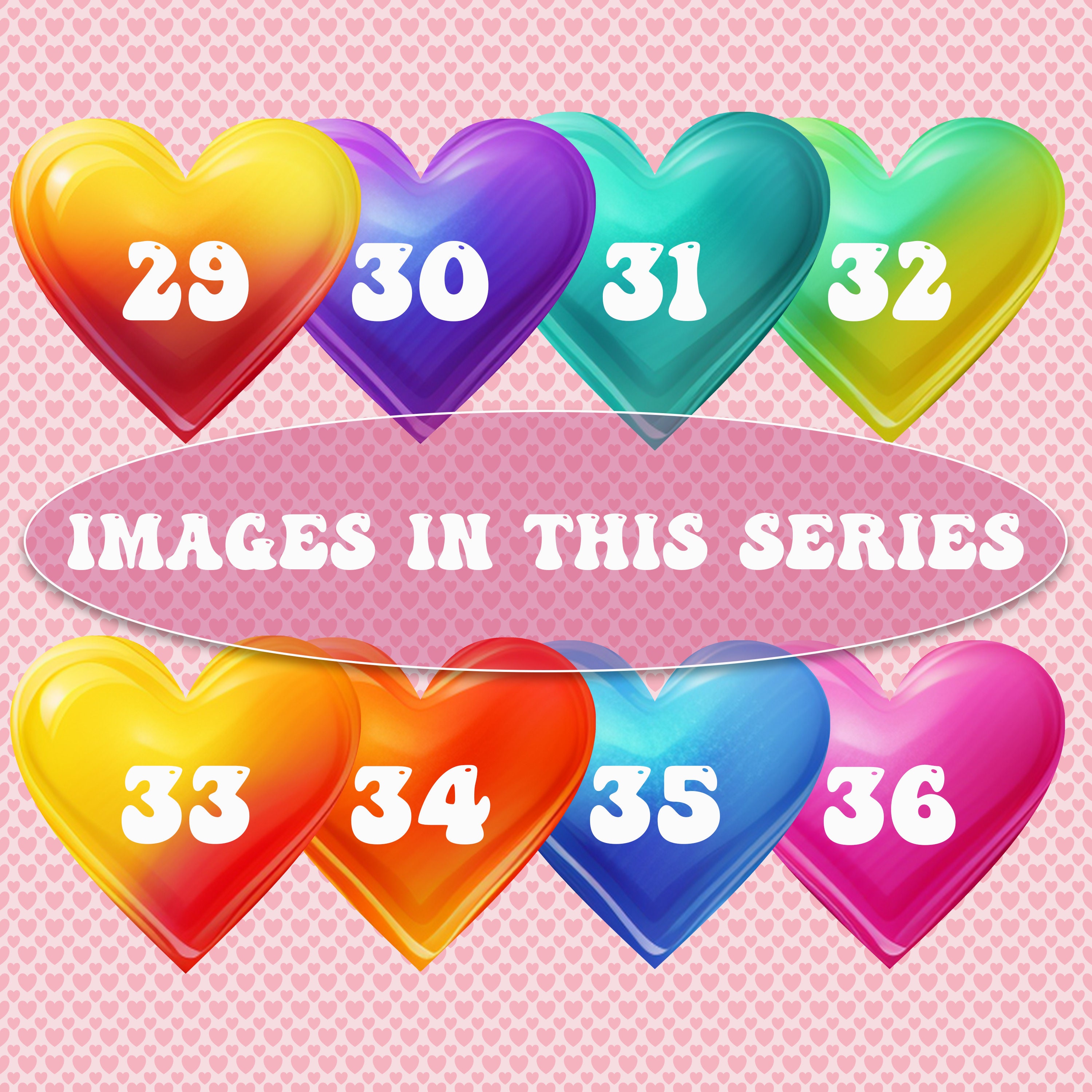 3D Rainbow Hearts Valentine's Day Png Clipart Bundle Downloadable ...