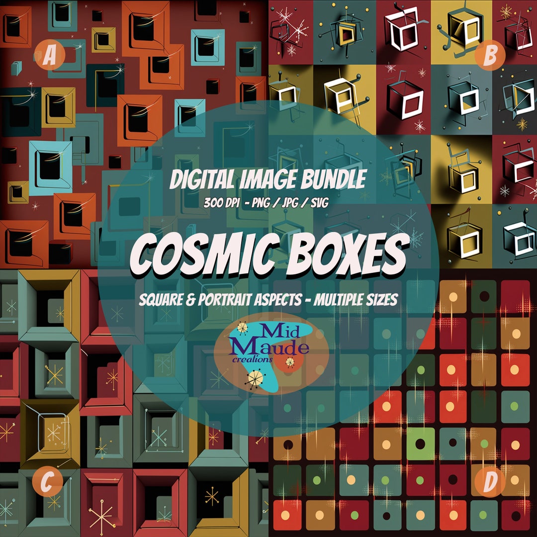 Cosmic Boxes Series Set of 4 Digital Download Images Printable Bundle ...