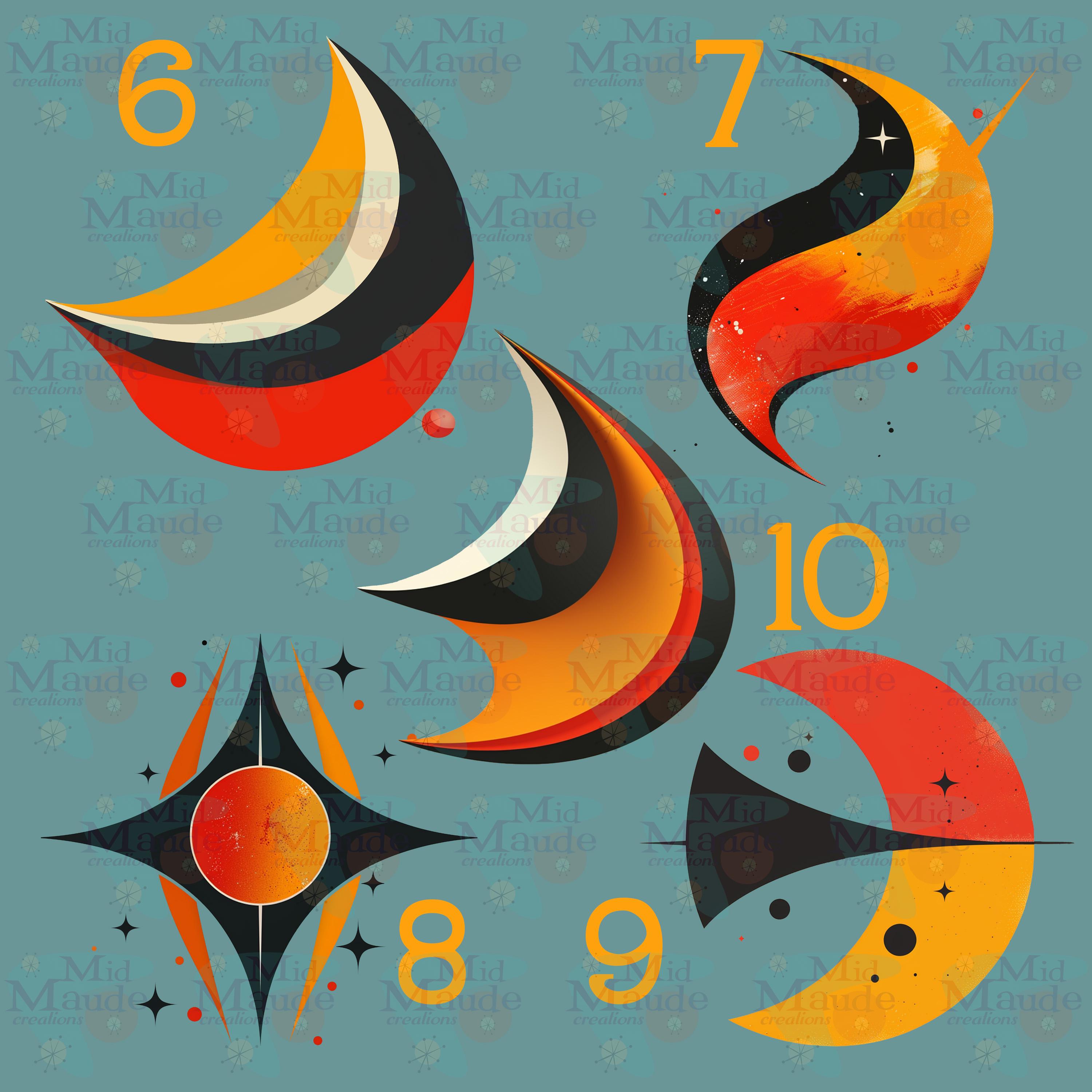 Atomic Shapes Mid-century Modern Clip Art Images, Set of 25 Space Age ...