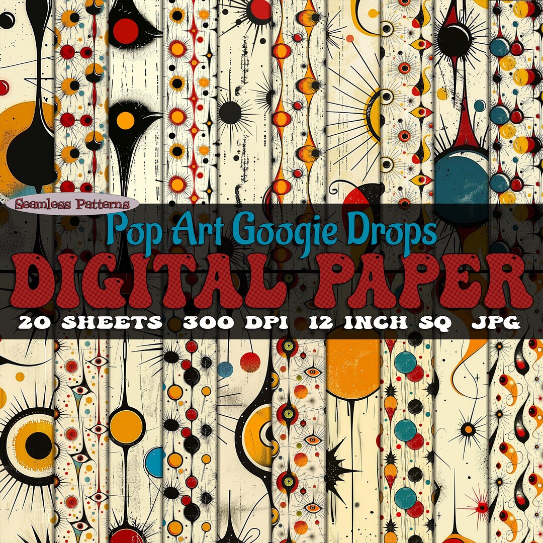 Pop Art Googie Drops Digital Paper Pack of 20 Retro Jpg Images ...