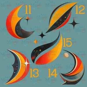 Atomic Shapes Mid-century Modern Clip Art Images, Set of 25 Space Age ...