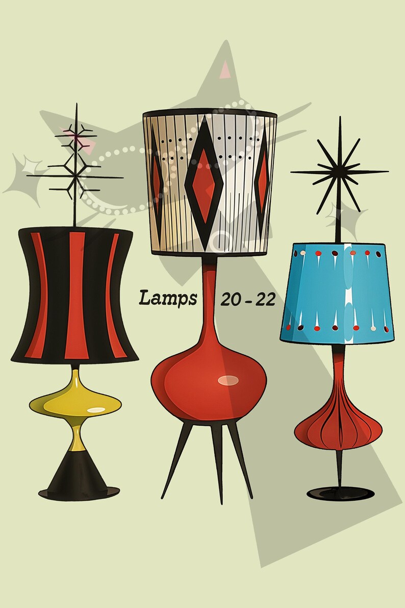 Wacky Lamps Set of 50 Clipart Images for Easy Cut & Collage, Mid ...