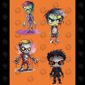 Teeny Tiny Zombies Clipart Bundle Png Svg Downloadable Digital Art ...