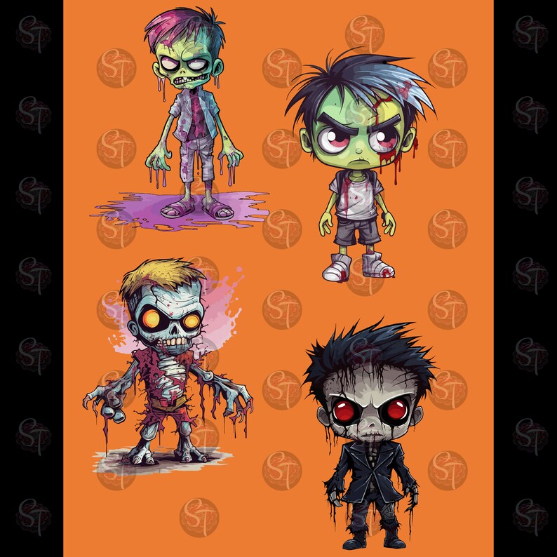 Teeny Tiny Zombies Svg Clipart Bundle Png Downloadable Digital - Etsy
