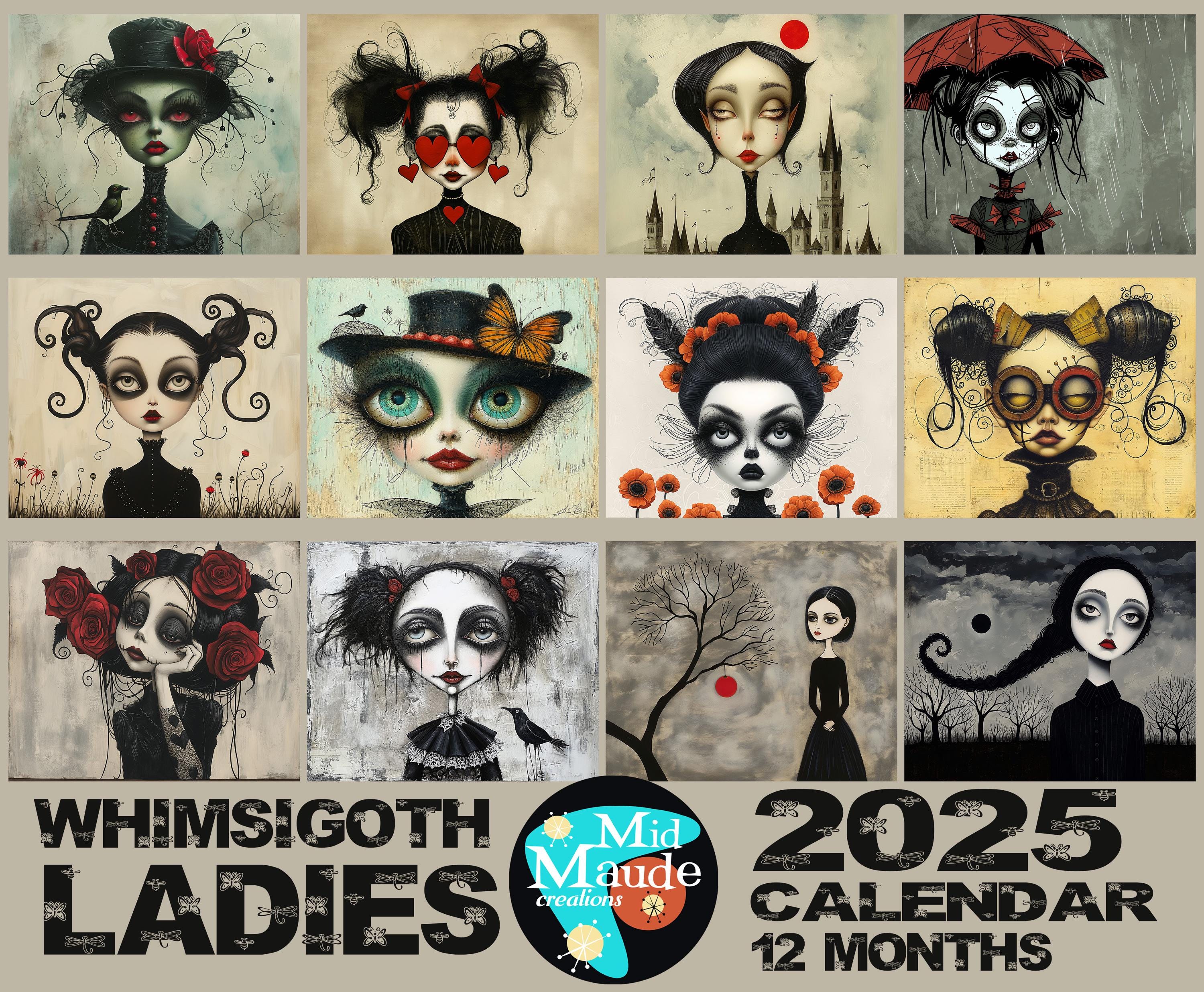 2025 Wall Calendar Whimsigoth Ladies Whimsical Abstract Gothic Inspired ...