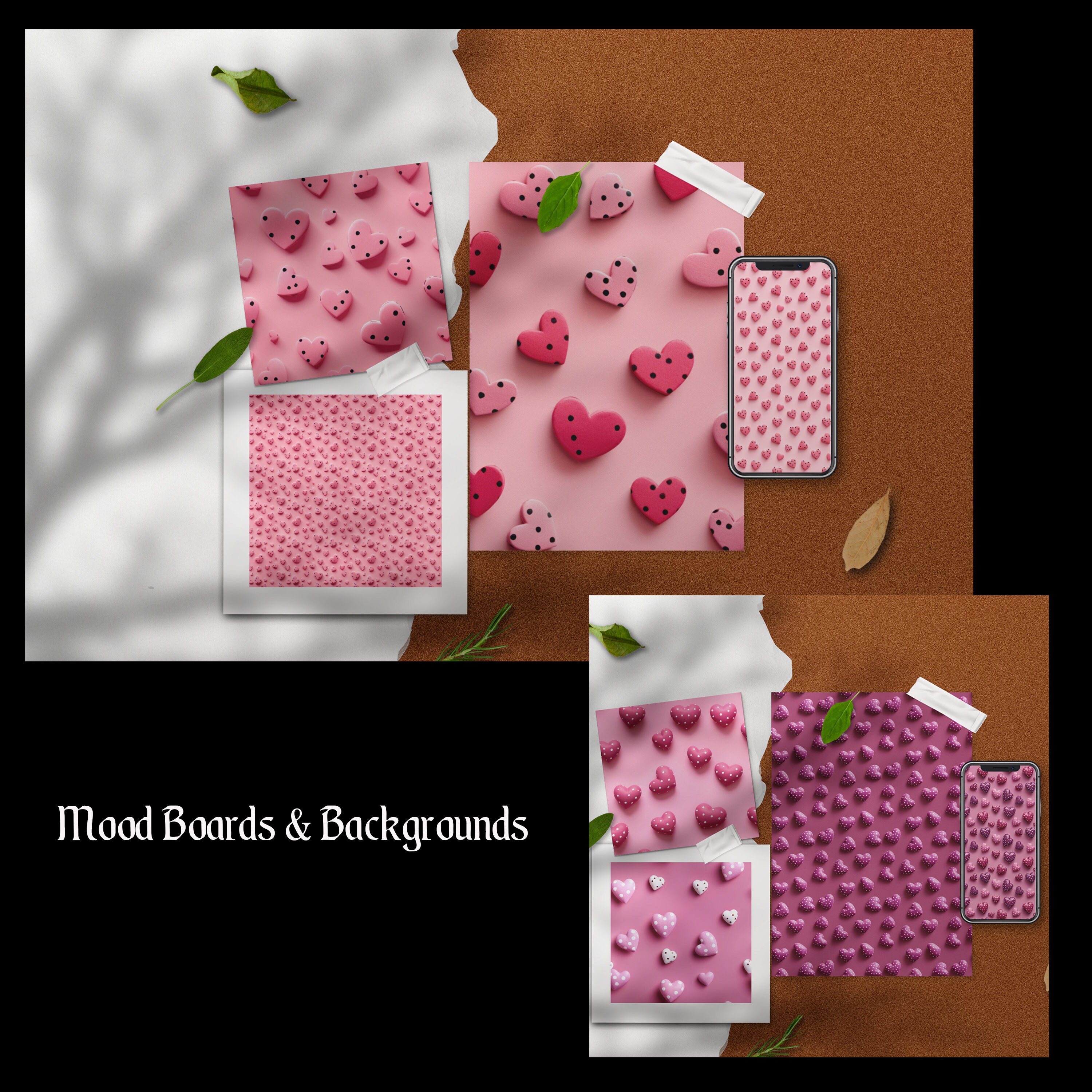 3D Hearts Valentine's Day Digital Paper Pack of 20 Png Downloadable ...