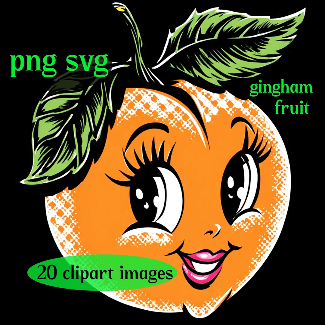 Gingham Fruit Set of 20 Clip Art Images of Apples Bananas Cherries ...
