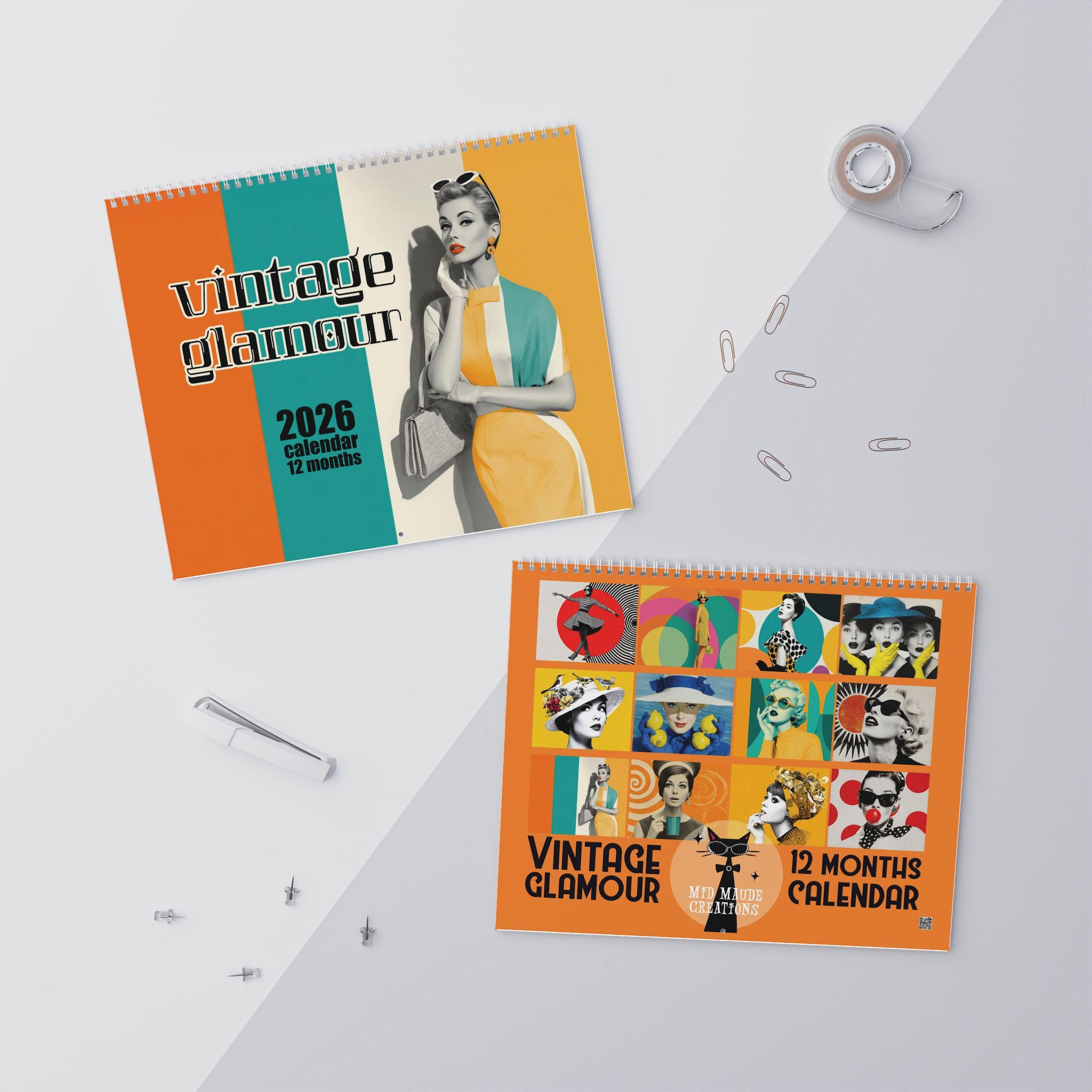 Vintage Glamour 2026 Large Wall or Desk Calendar With Mid-century ...