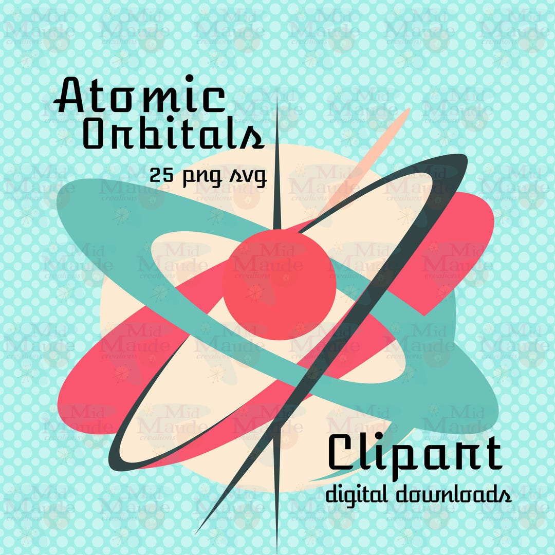 Atomic Orbitals Mid-century Modern Clipart Images, Set of 25 Png Space ...