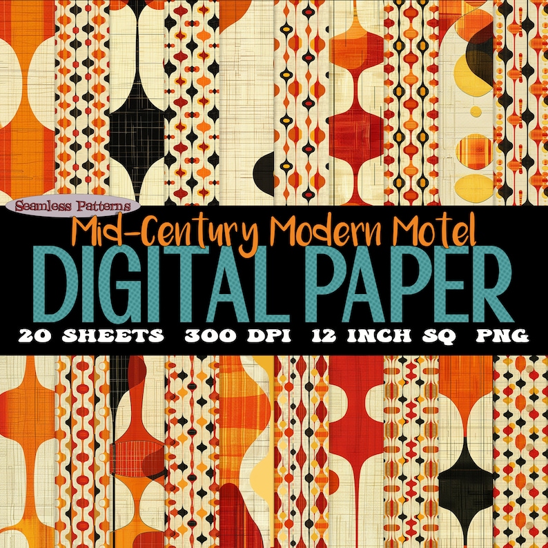 Mid-century Modern Motel Design Digital Paper Pack of 20 Retro Png ...
