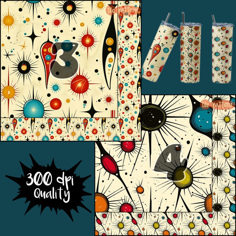 Pop Art Googie Shapes Digital Paper Pack of 20 Retro Jpg Images ...