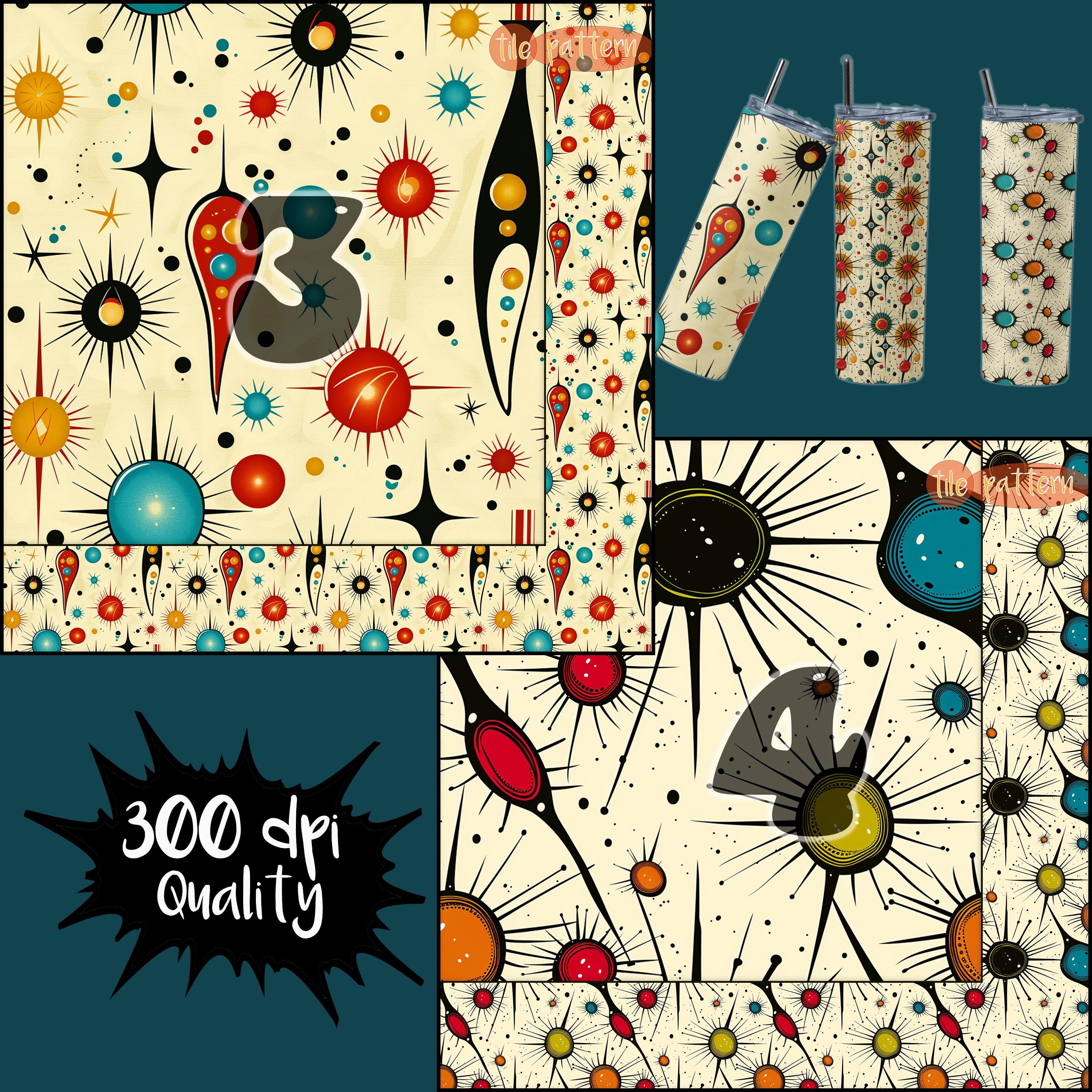 Pop Art Googie Shapes Digital Paper Pack of 20 Retro Jpg Images ...