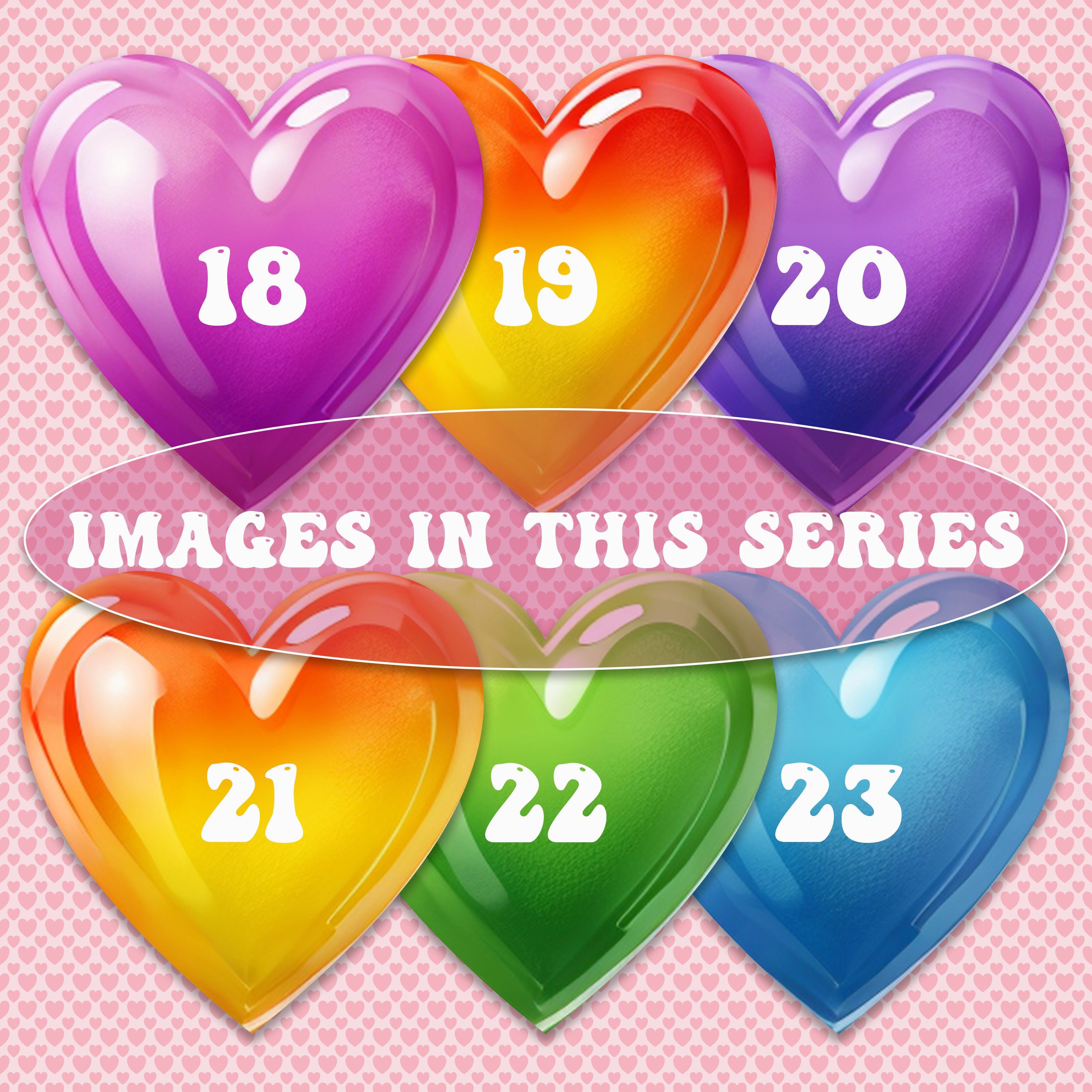 3D Rainbow Hearts Valentine's Day Png Clipart Bundle Downloadable ...