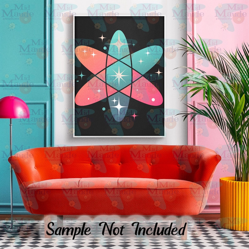 Atomic Stars Mid-century Modern Clipart Images, Set of 25 Png Space Age ...