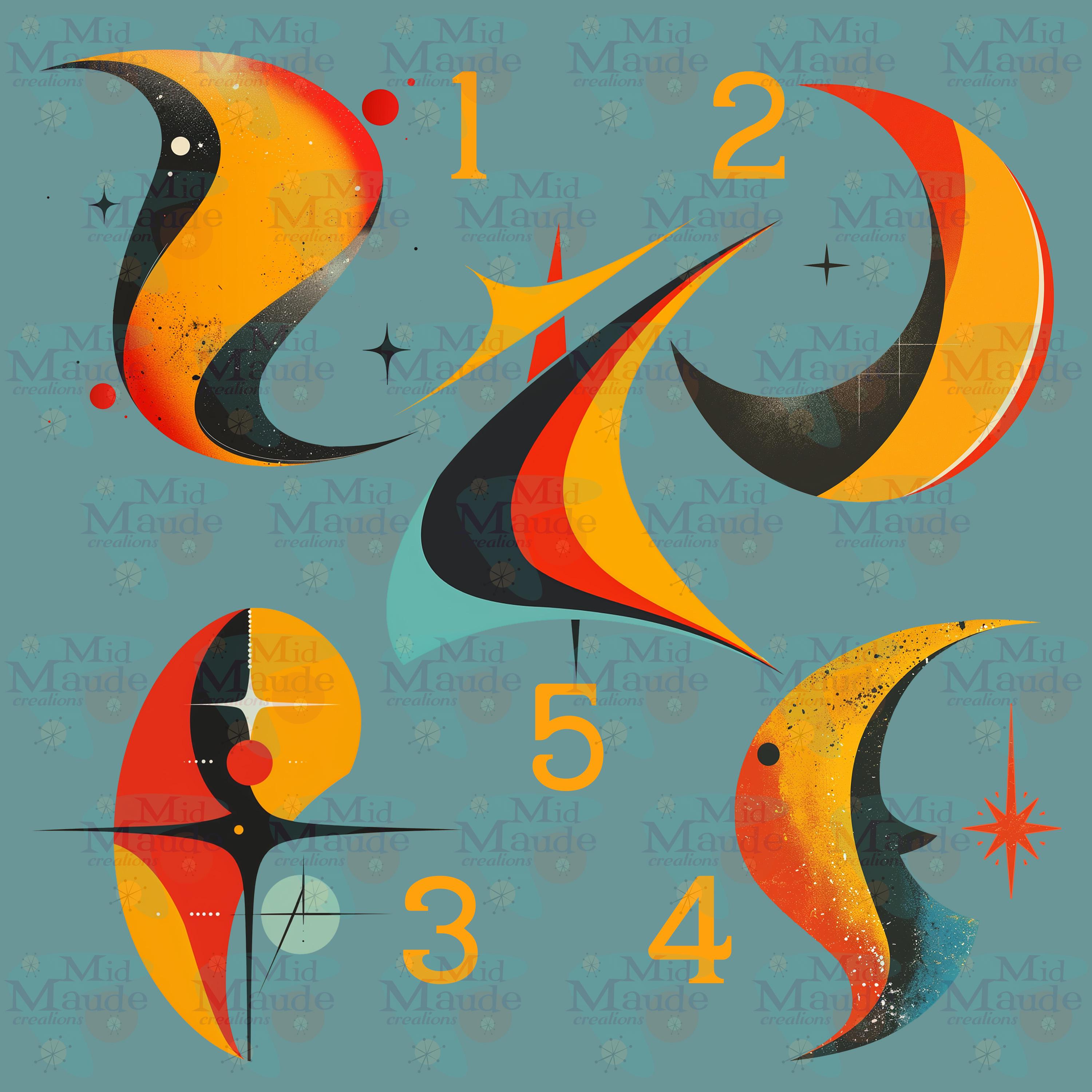 Atomic Shapes Mid-century Modern Clip Art Images, Set of 25 Space Age ...