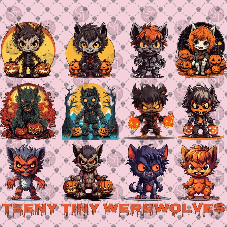 Teeny Tiny Werewolves Svg Clipart Bundle Png Downloadable Digital Art ...