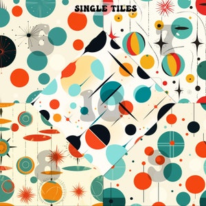 Mid-century Modern Shapes Digital Paper Pack of 20 Retro Png ...