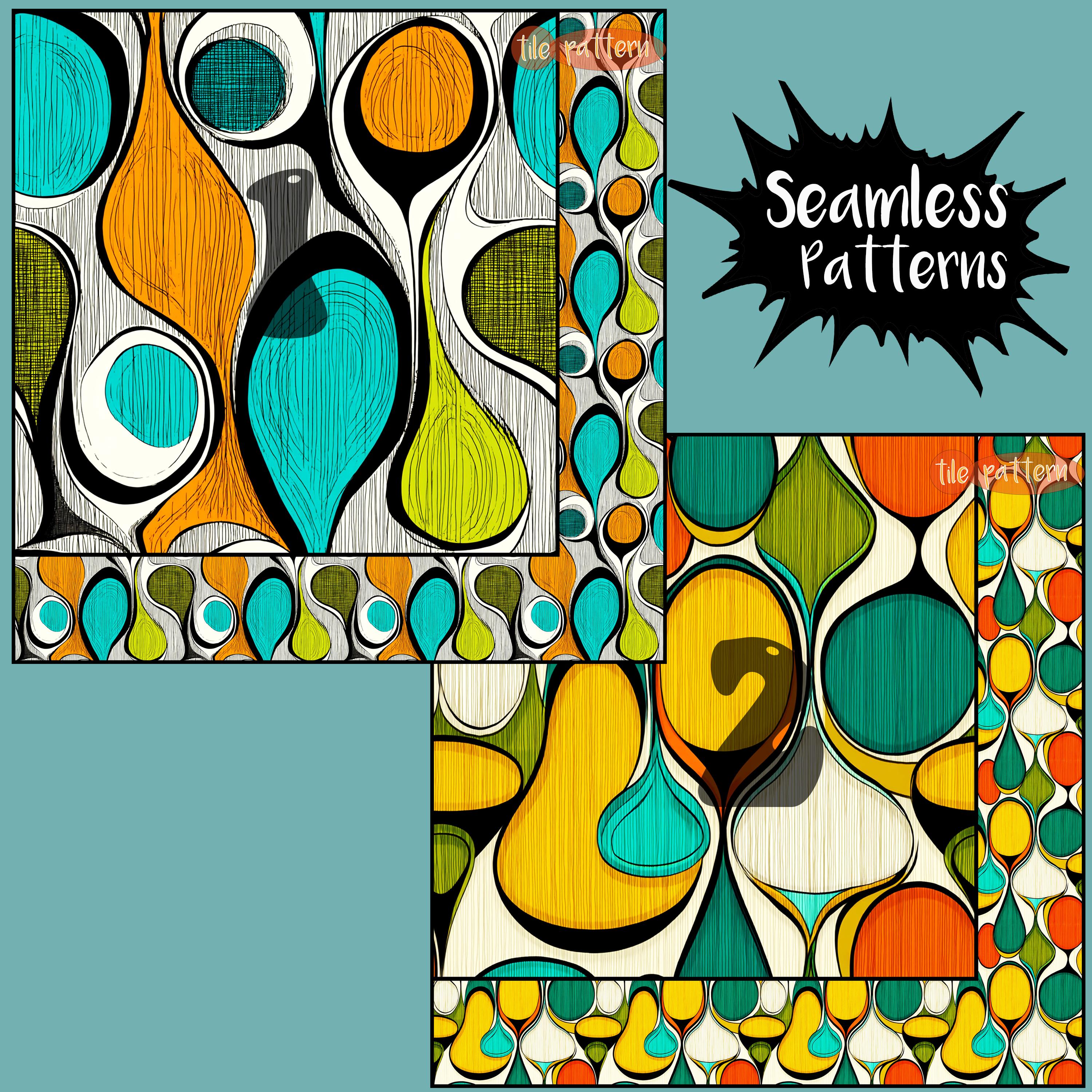 Groovy Shapes Mid-century Modern Digital Paper, Bundle of 20 Jpg Images ...