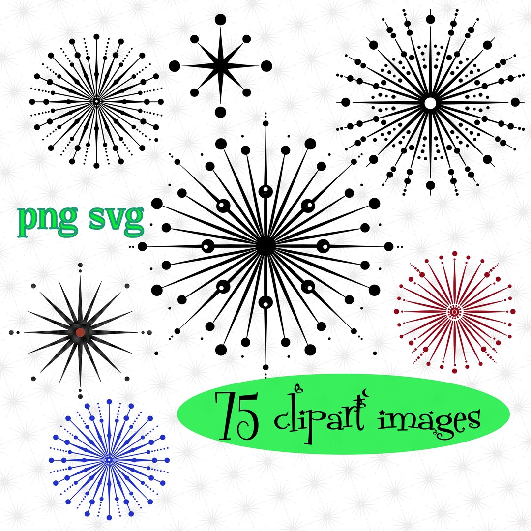 Atomic Snowflakes Clip Art Set of 75 Downloadable Digital Images in 300 ...