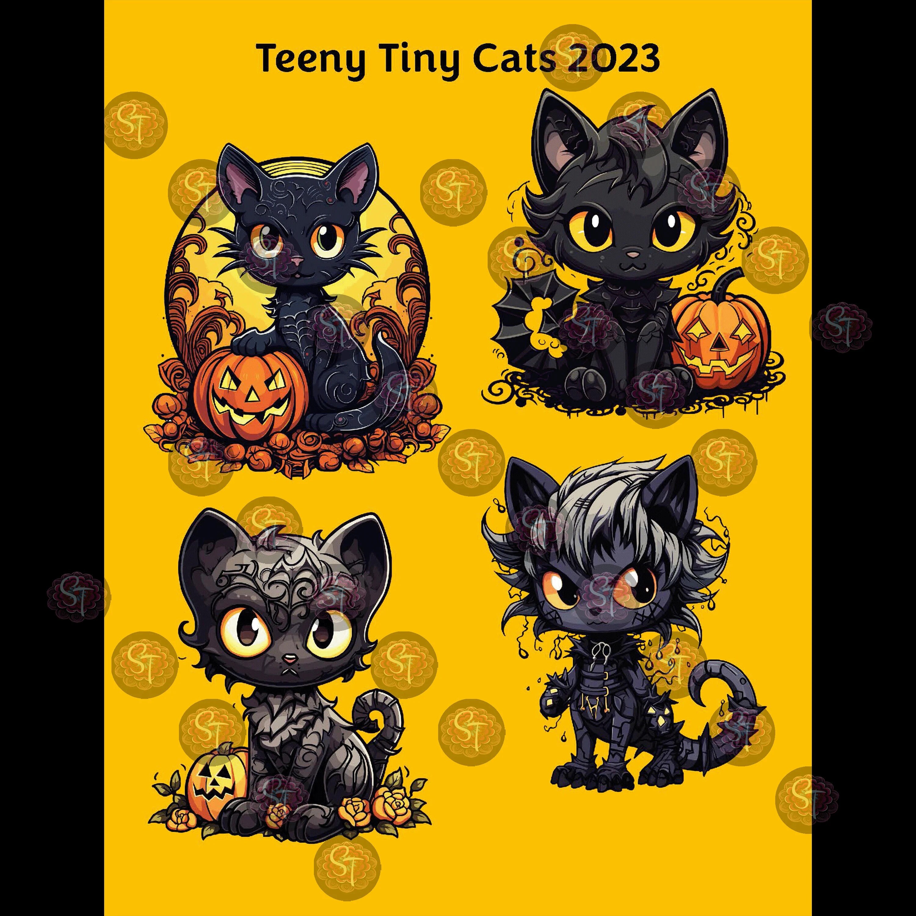 Teeny Tiny Black Cats Clipart Bundle, Downloadable Digital Png Svg ...