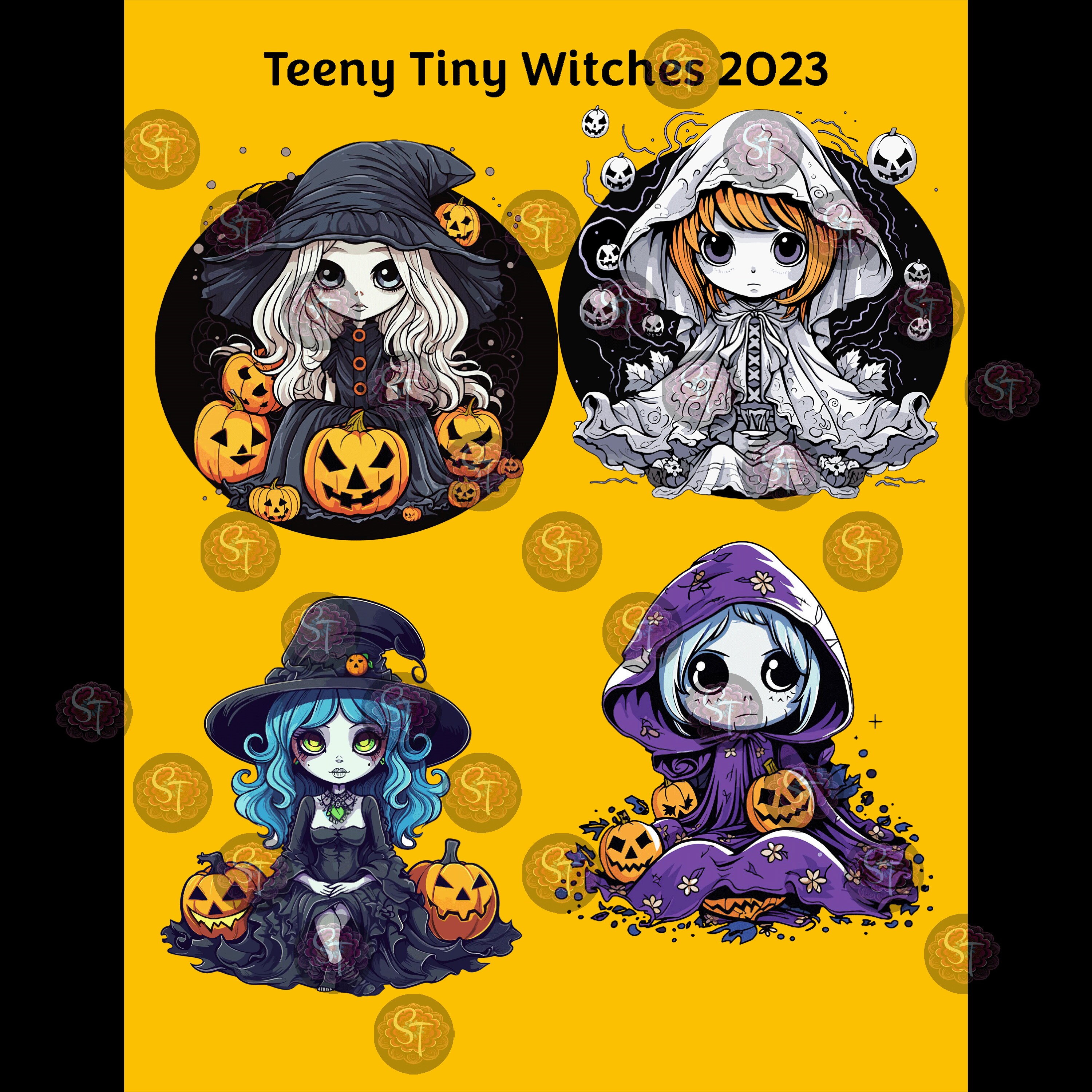 Teeny Tiny Witches Clipart Bundle Svg Png Downloadable Digital Art ...