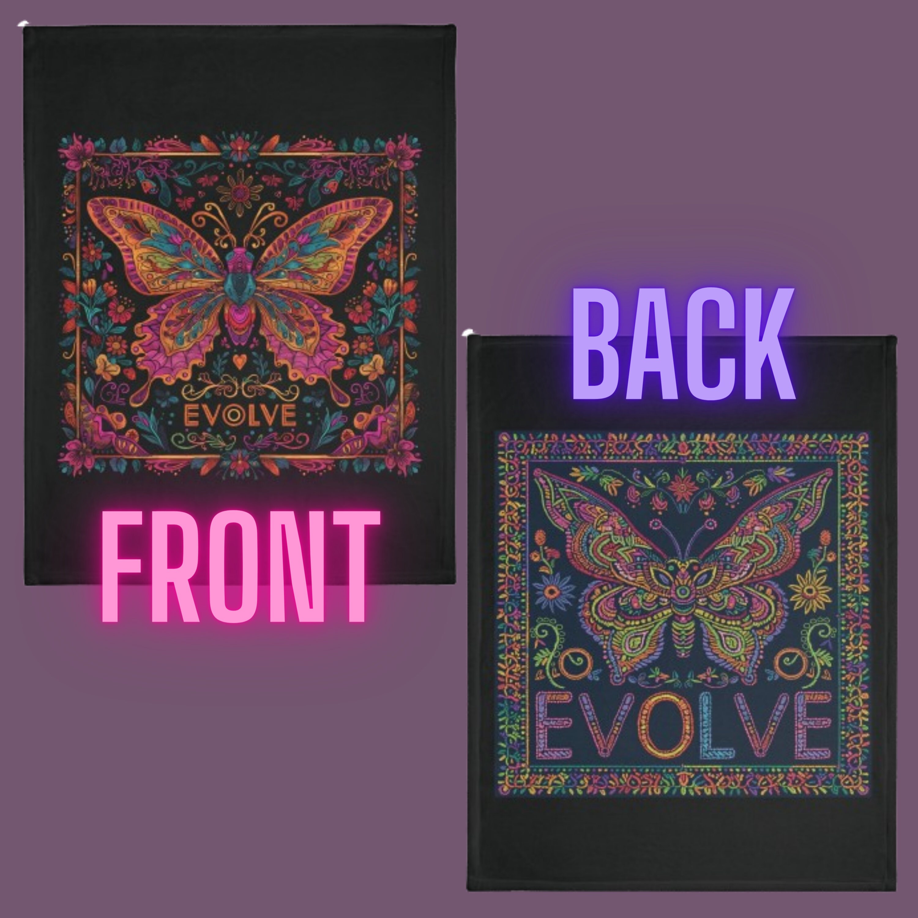 Evolve Butterflies in Rainbow Colors Velveteen Microfiber Blanket, Two-sided for Moth Lovers ...