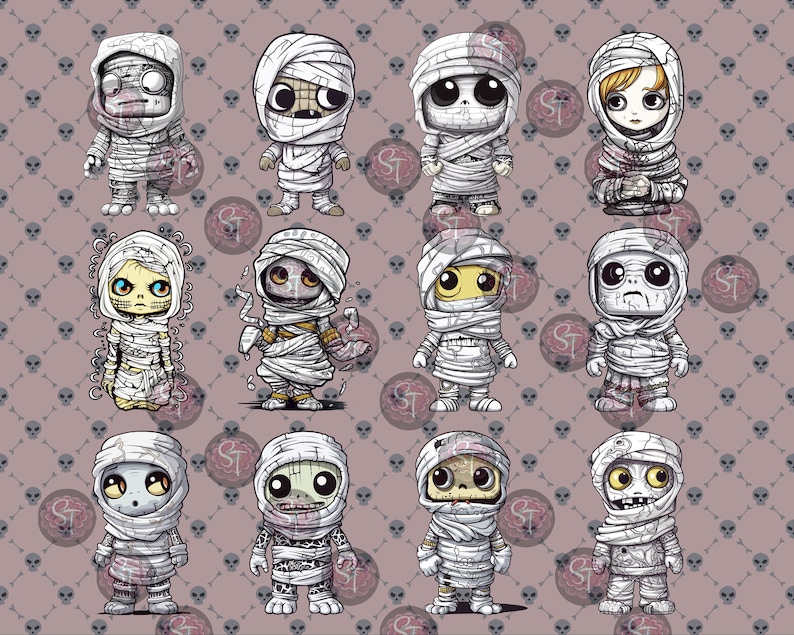 Teeny Tiny Mummies Clipart Bundle Png Svg Downloadable Digital Art ...