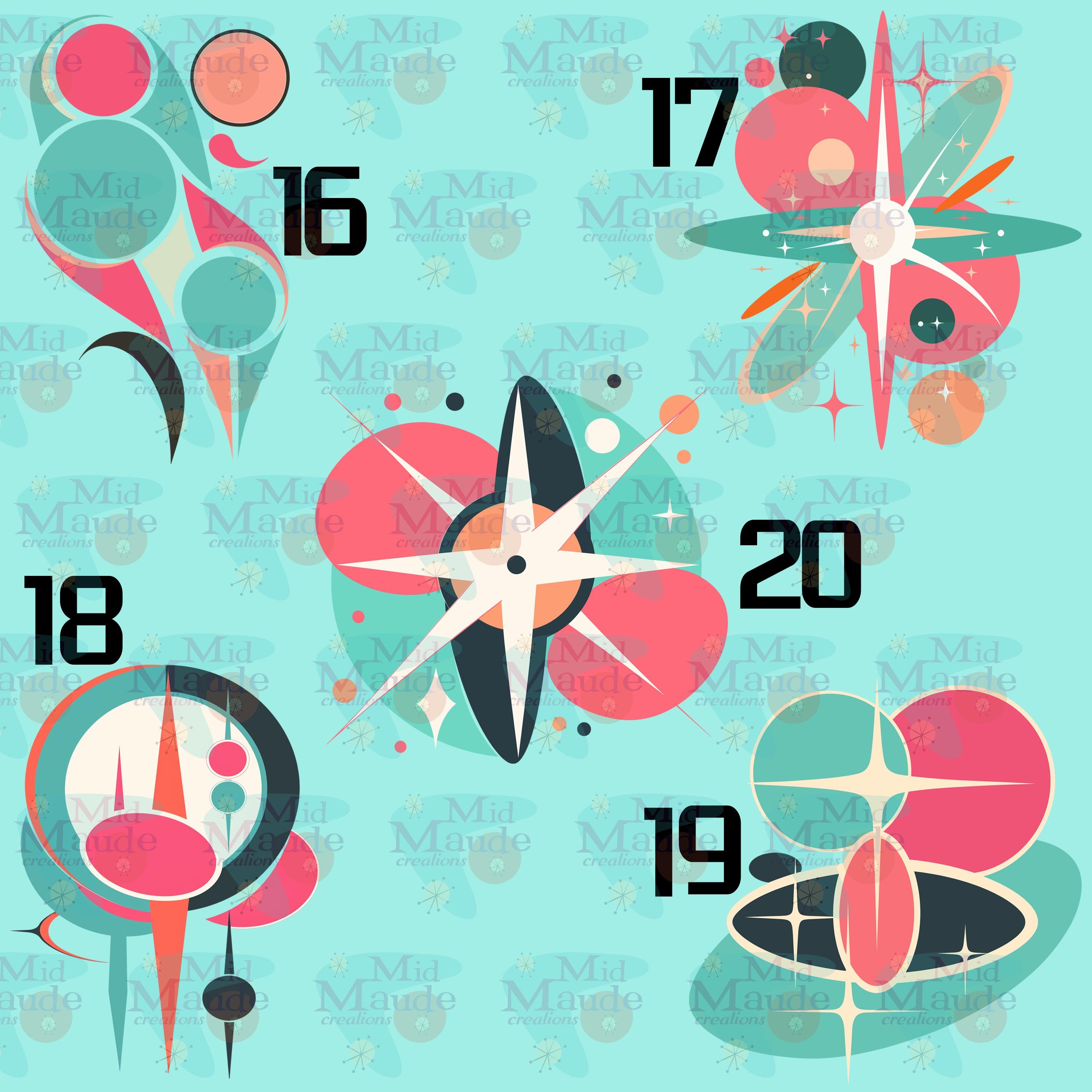 Atomic Orbitals Mid-century Modern Clipart Images, Set of 25 Png Space ...