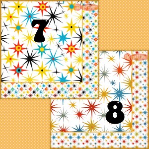 Mid-century Modern Vintage Atomic Stars Digital Paper Set of 20 Retro ...