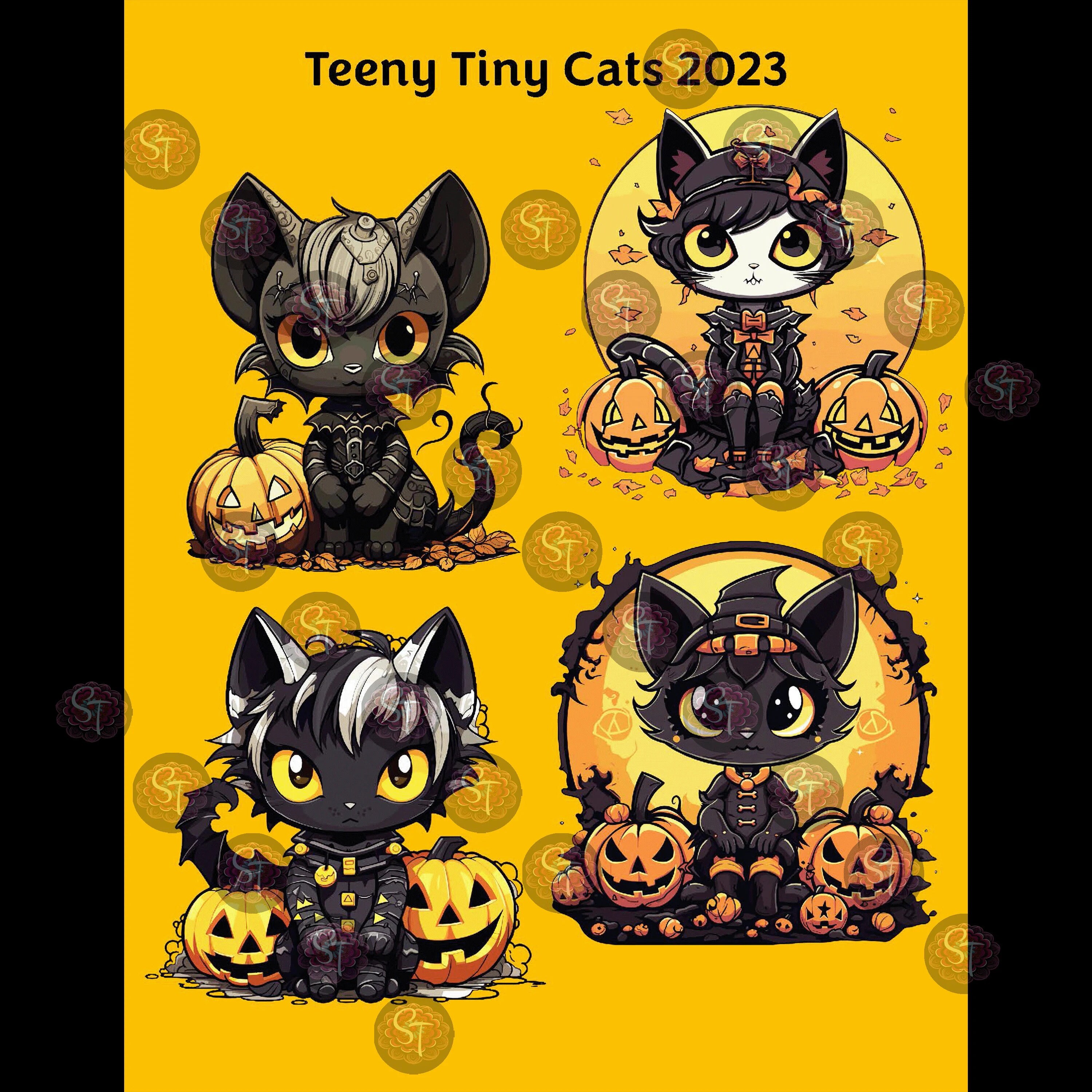 Teeny Tiny Black Cats Clipart Bundle, Downloadable Digital Png Svg ...