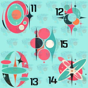 Atomic Orbitals Mid-century Modern Clipart Images, Set of 25 Png Space ...