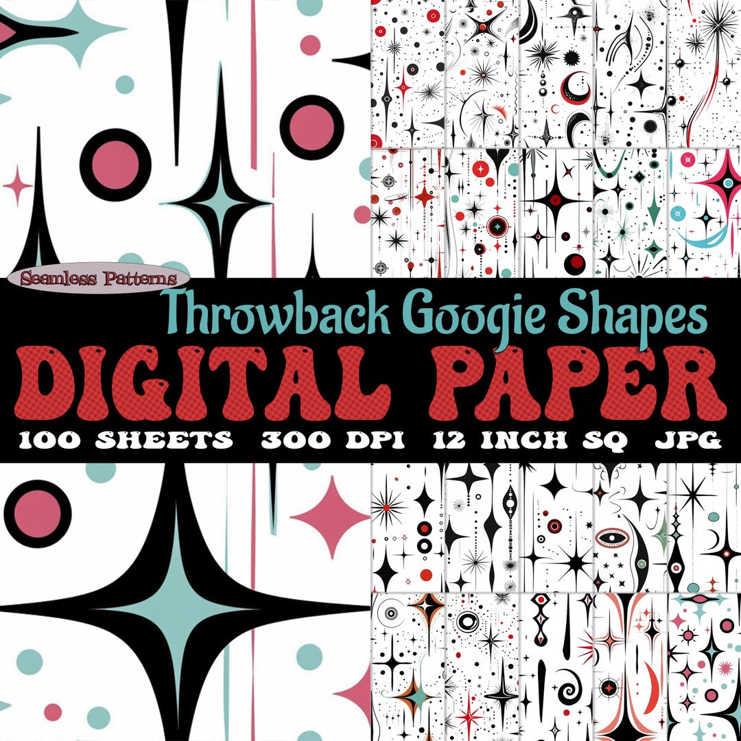 Mid-century Modern Digital Paper Set of 100 Downloadable Throwback ...