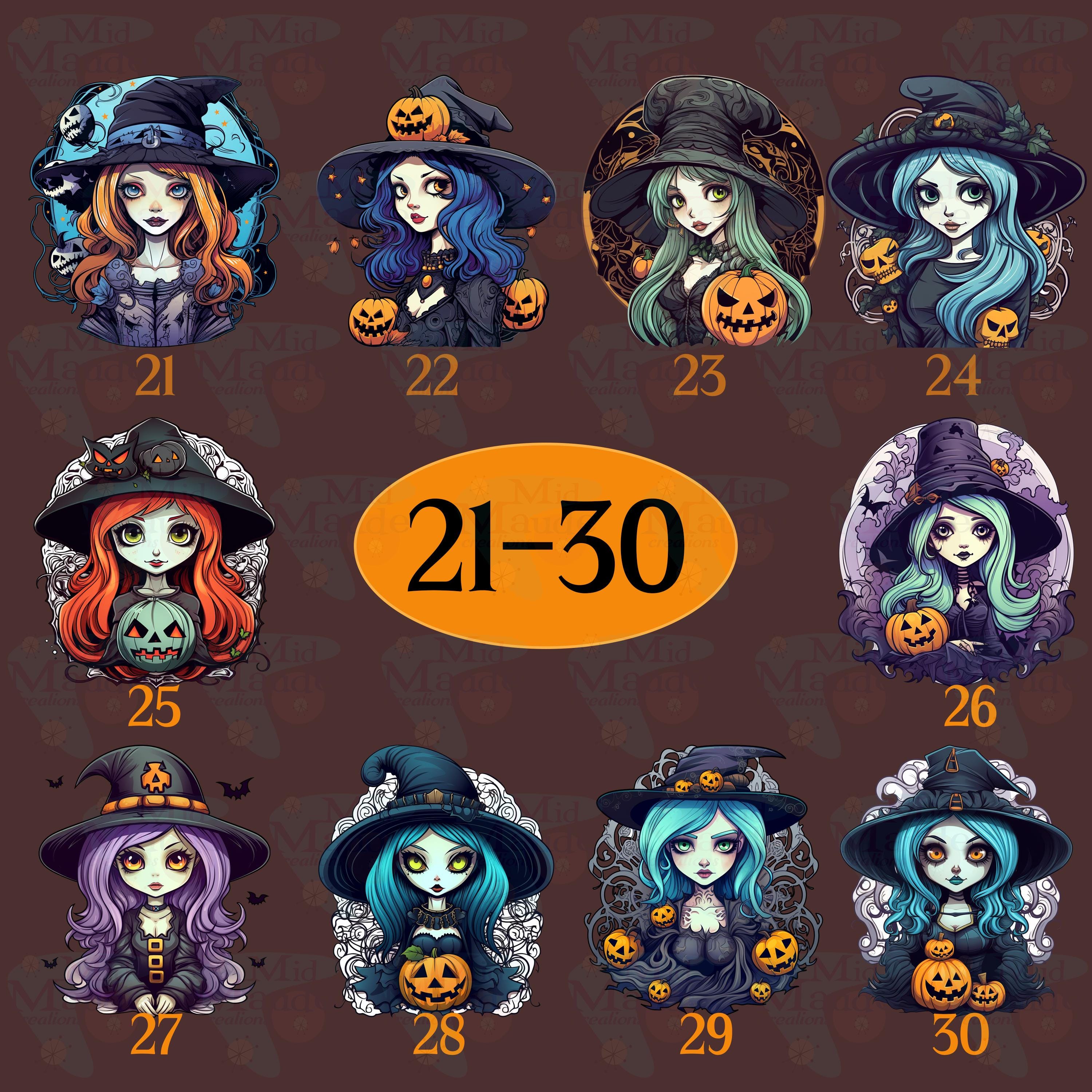 Cute Witches Halloween Clipart PNG Bundle Witchy Poo SVG Set of 50 ...