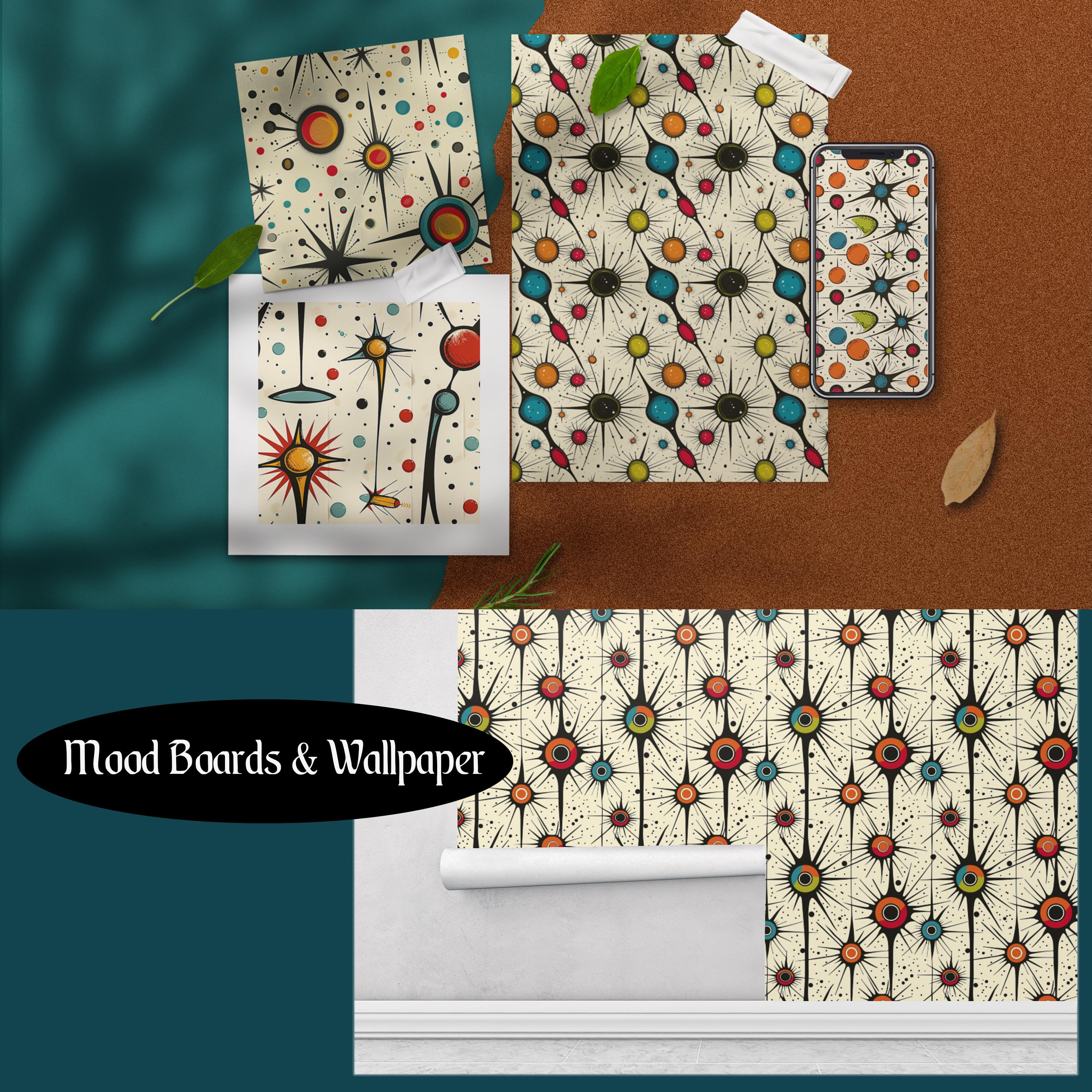 Pop Art Googie Shapes Digital Paper Pack of 20 Retro Jpg Images ...