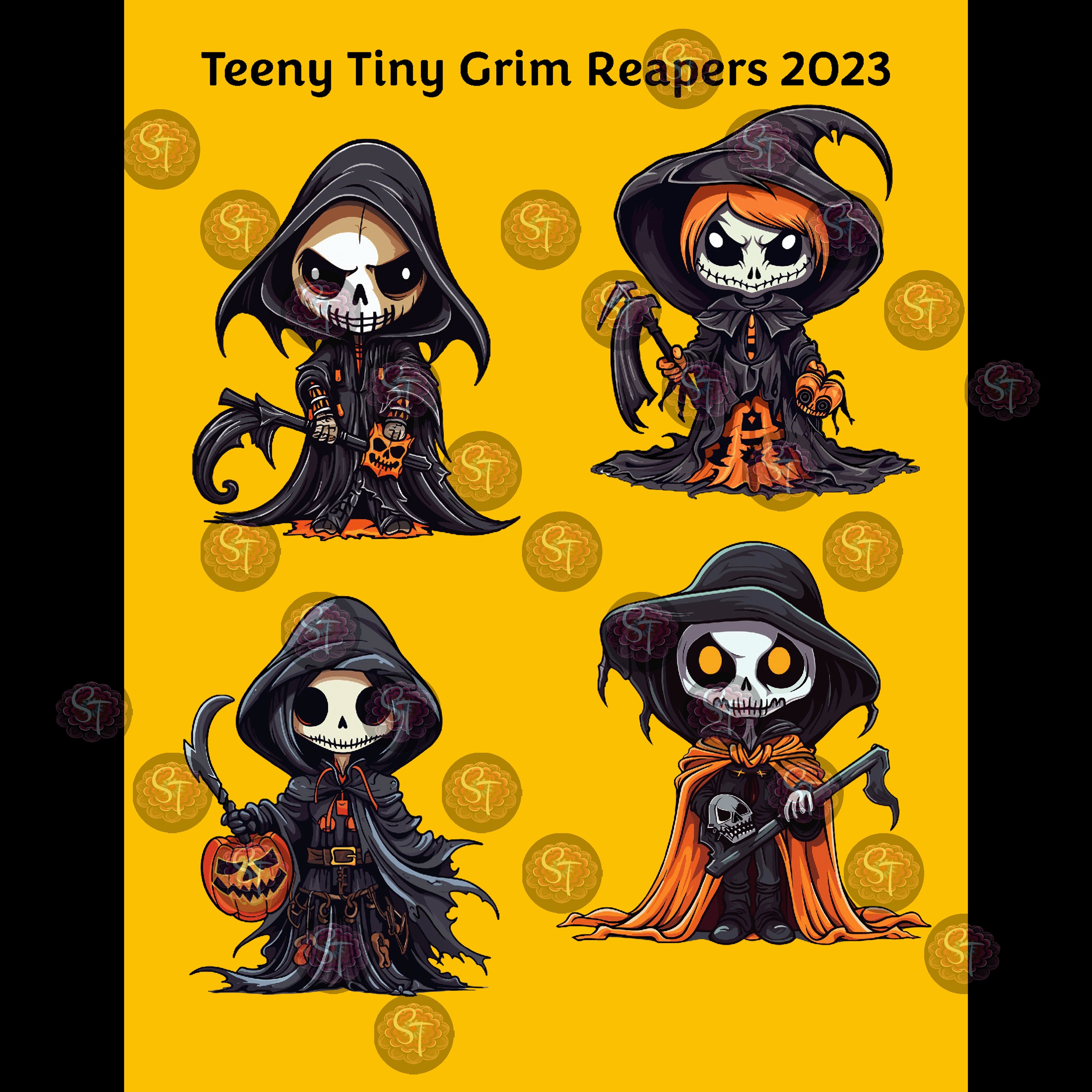 Teeny Tiny Grim Reapers Clipart Bundle Svg Png Downloadable Digital Art Files 300 Dpi | for ...