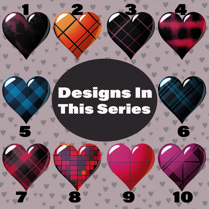 Valentine's Day Hearts Clipart, Punk Rock Tartan Heart-shaped SVG ...
