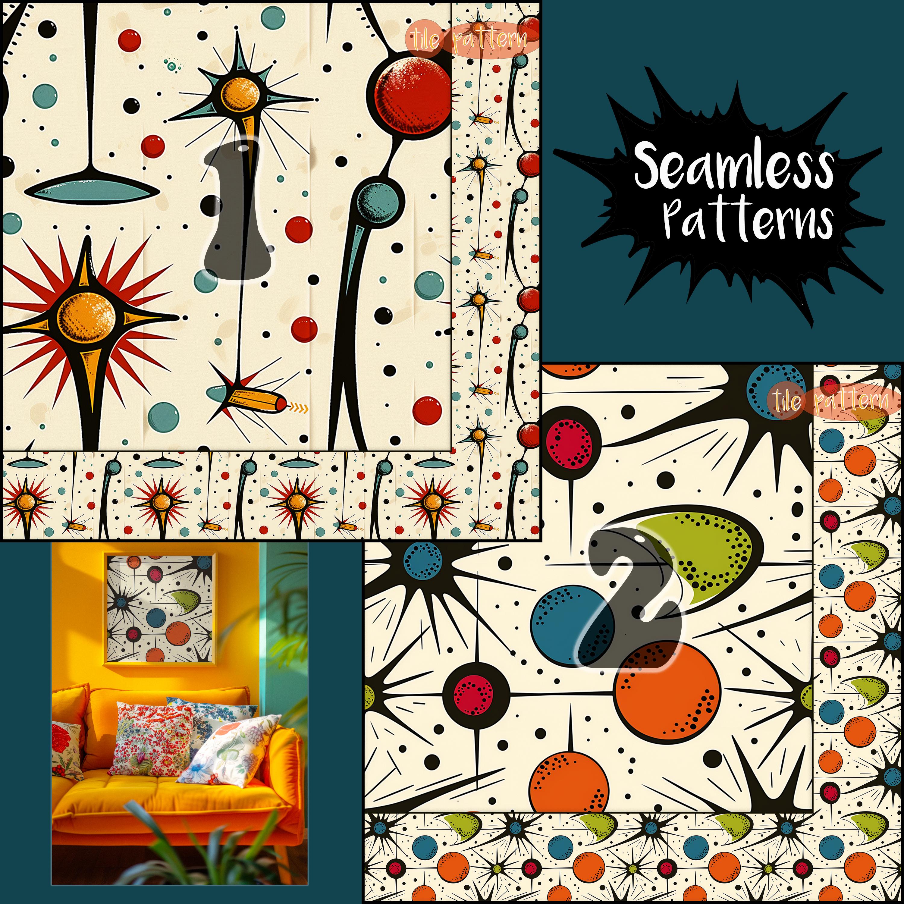 Pop Art Googie Shapes Digital Paper Pack of 20 Retro Jpg Images ...