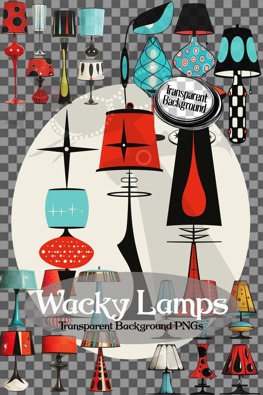 Wacky Lamps Set of 50 Clipart Images for Easy Cut & Collage, Mid ...