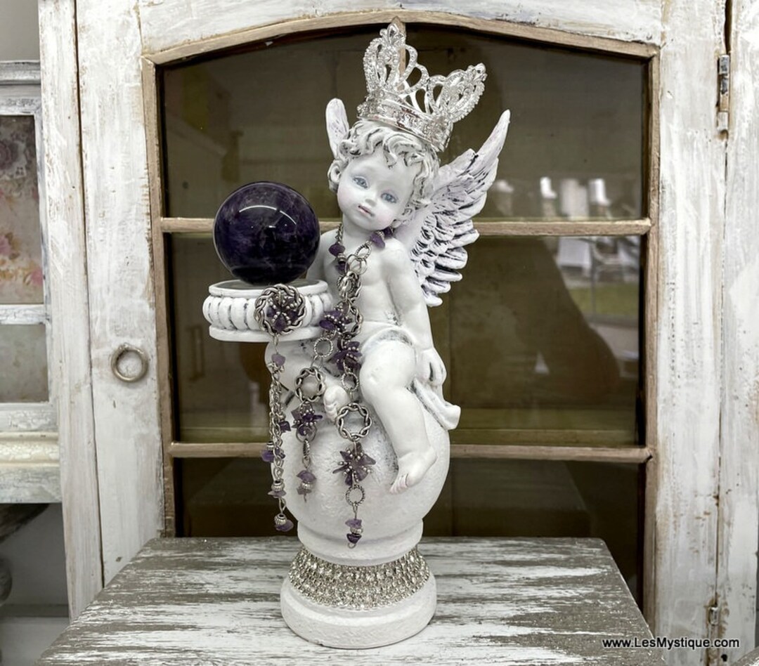 Amethyst Shabby French Cherub Statue Amethyst Necklace Sphere Home ...