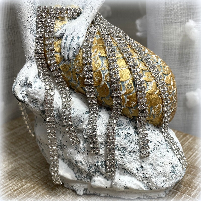 10 Cement Weathered Mermaid Statue Rhinestone Crown Jeweled Mermaid ...