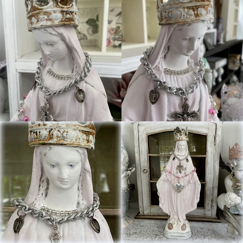17 Jeweled Our Lady of Grace Statue W/ Crown Vintage - Etsy