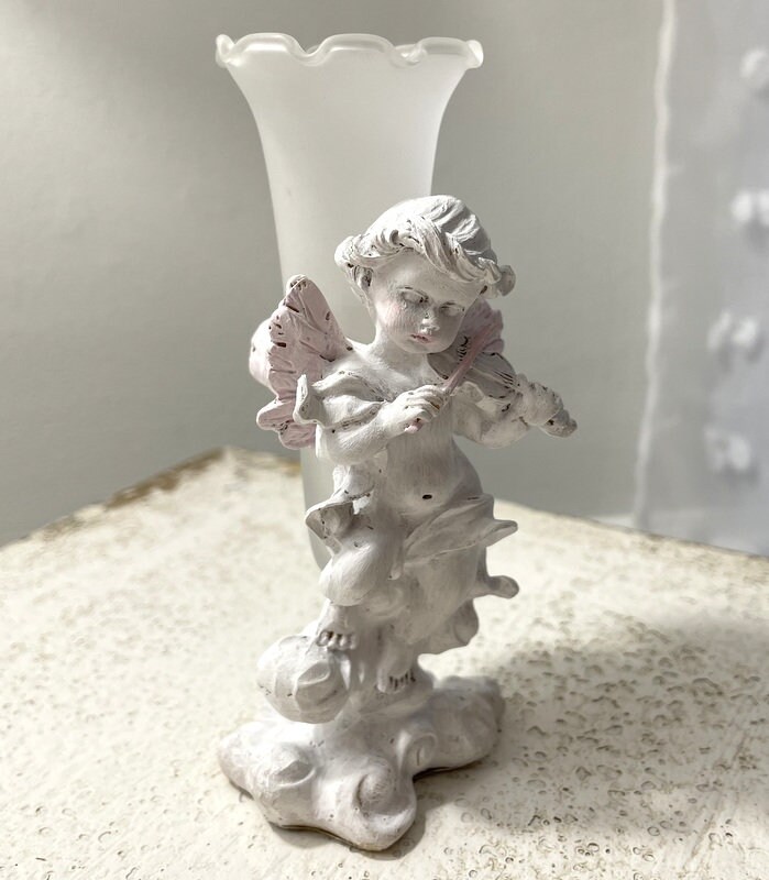 Vintage Pink and White Cherub Statue Bud Vase Victorian Cherub - Etsy