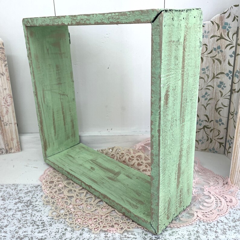Reclaimed Wood Wall Shelf: Minty Green Shabby Chic Display, Wall ...