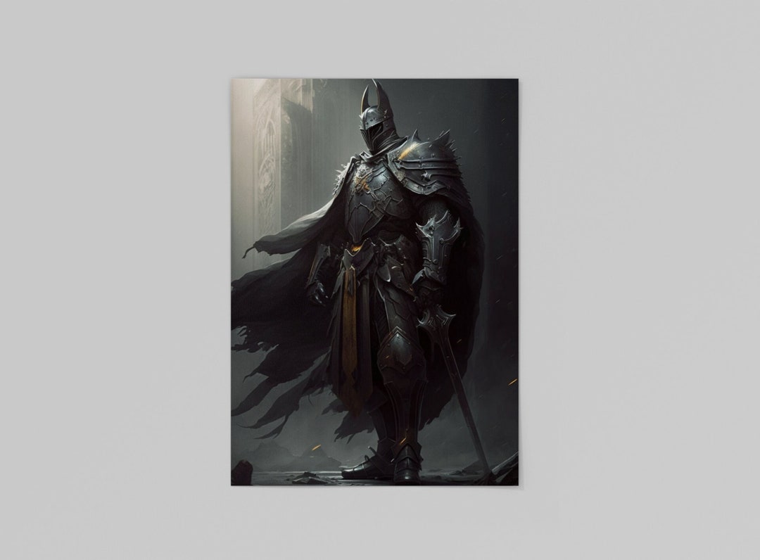 Gotham Knight Digital Art Print in Charcoal Style - Etsy